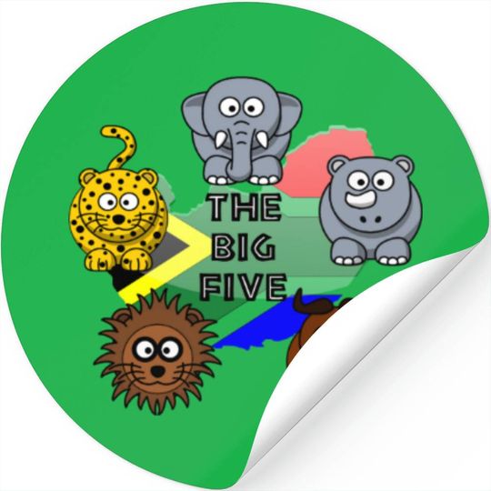 South Africa Big Five Cartoon Illustration Stickers