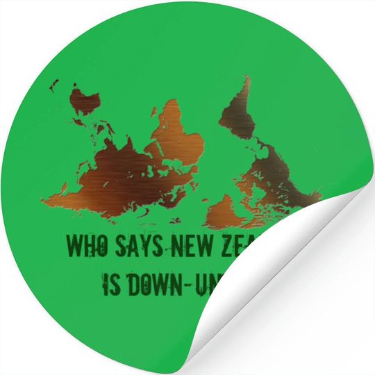 DOWN-UNDER UPSIDE-DOWN Funny NZ WORLD MAP Stickers
