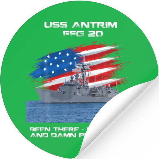 USS Antrim FFG-20 Class Frigate American Flag Vete Stickers