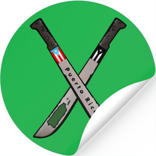 Puerto Rico Machete Flag Map Coqui Taino Stickers