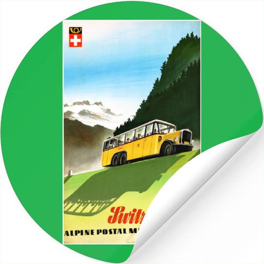 Switzerland Vintage Travel Poster Restored Stickers Switzerland Vintage Travel Poster Restored Stickers