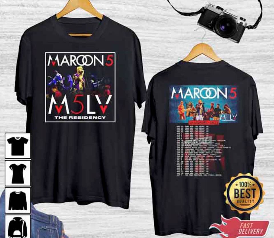 Camisa Maroon 5 M5LV The Residency World Tour 2023, camisa Maroon 5 Band do 29º aniversário ...