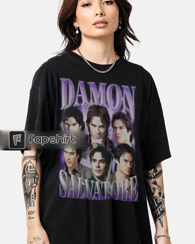 Limited Damon Salvatore Shirt Vintage horror Team damon t shirt 90s ...