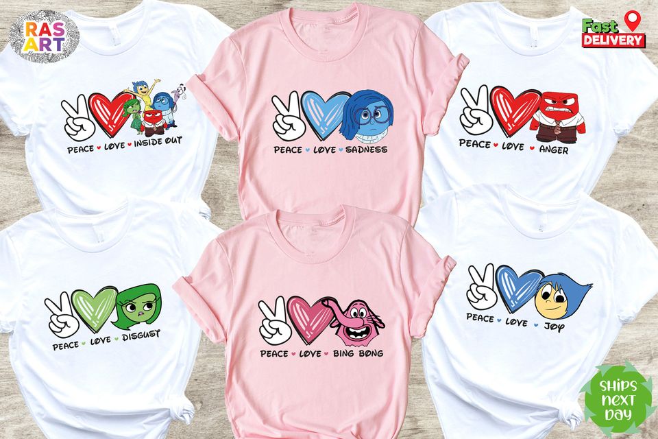 Peace Love Inside Out Shirt, Disney Inside Out Shirt, Custom Inside Out ...
