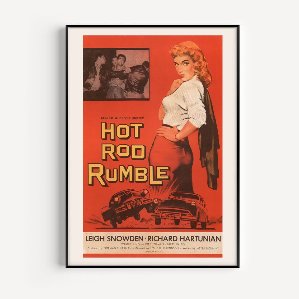 HOT ROD RUMBLE, Retro Movie Poster, Man Cave Wall Art, Exploitation ...