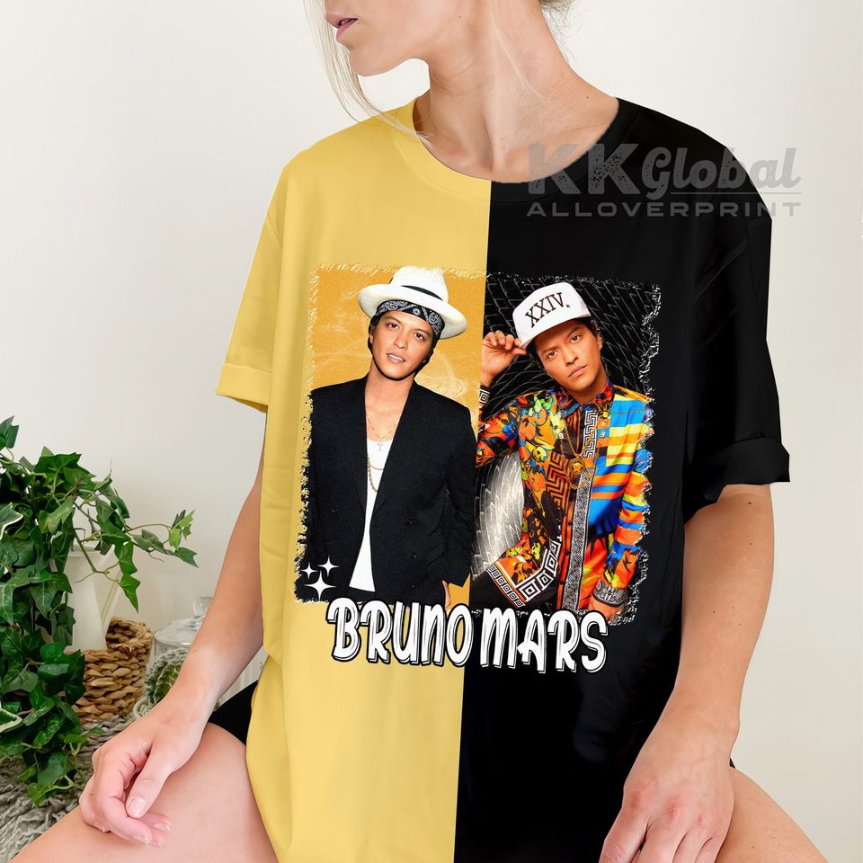 Bruno Mars Two Tone Split Shirt 3D, Bruno Mars 24K Magic World Tour ...